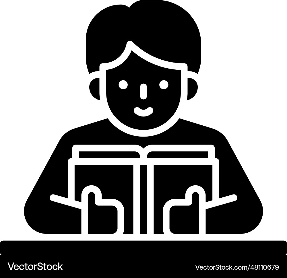 Boy reading a book icon an avatar that is related Vector Image