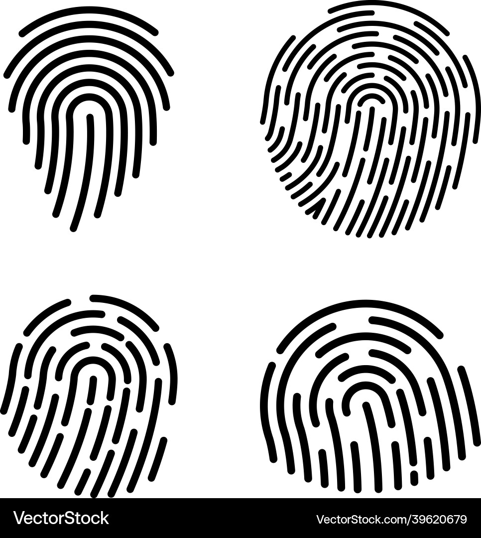 Fingerprint icon set design template isolated Vector Image