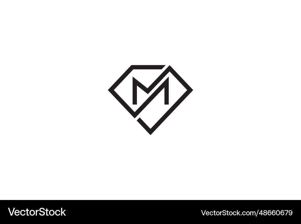 Letter m diamond logo design Royalty Free Vector Image
