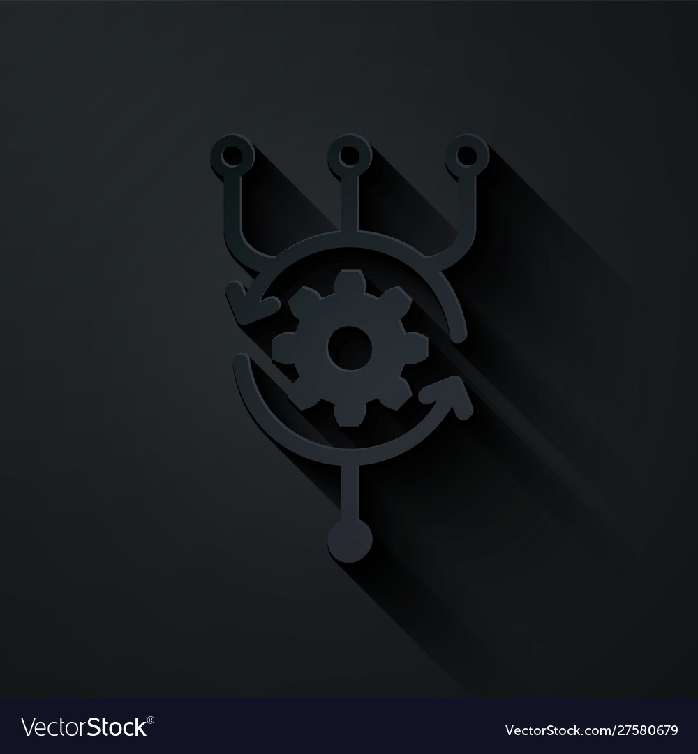Paper cut algorithm icon isolated on black Vector Image