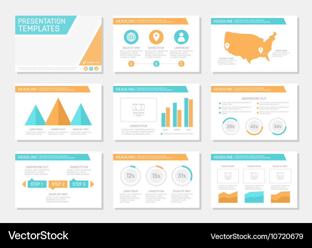Set orange and blue template for multipurpose Vector Image