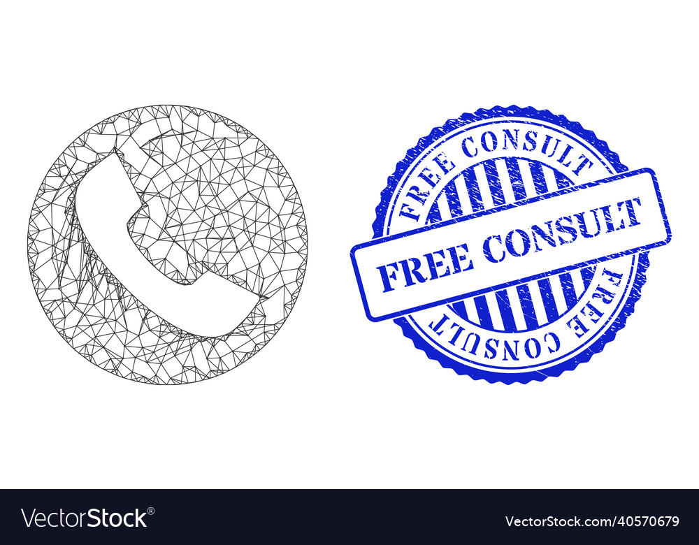 Textured free consult seal and hatched phone mesh Vector Image Textured free consult seal and hatched phone mesh Vector Image