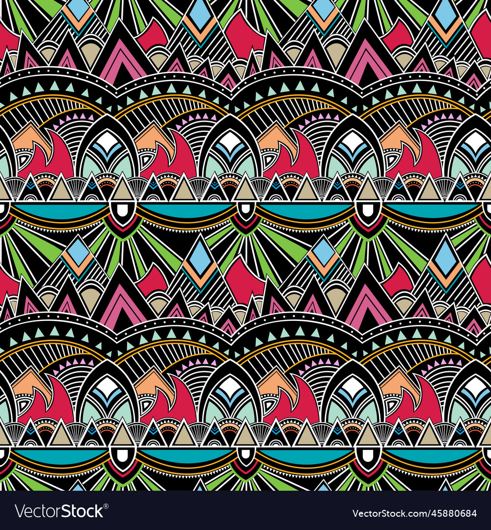 Floral Geometric Folklore Ornament Tribal Ethnic Vector Image