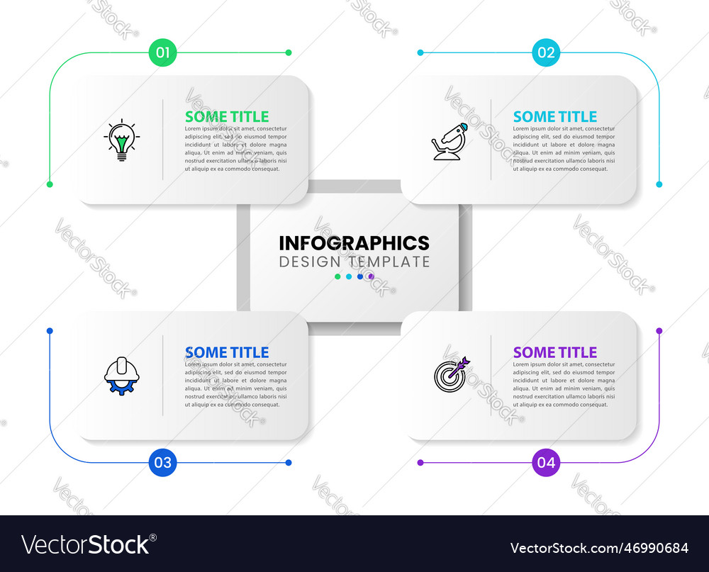 Infographic template 4 rectangles with text Vector Image