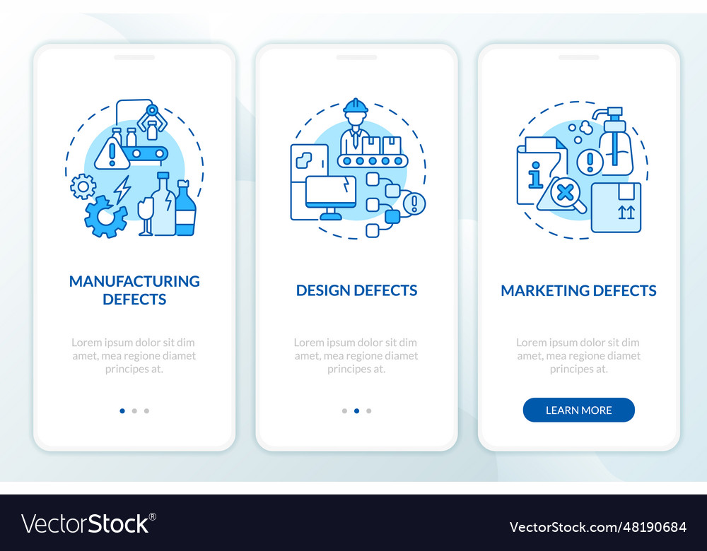 Walkthrough product liability with linear icons Vector Image