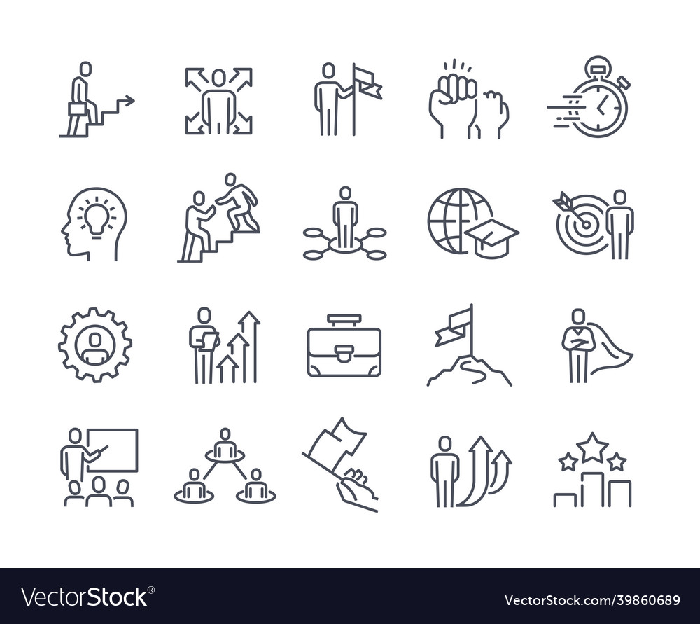 Business coach icon collection Royalty Free Vector Image