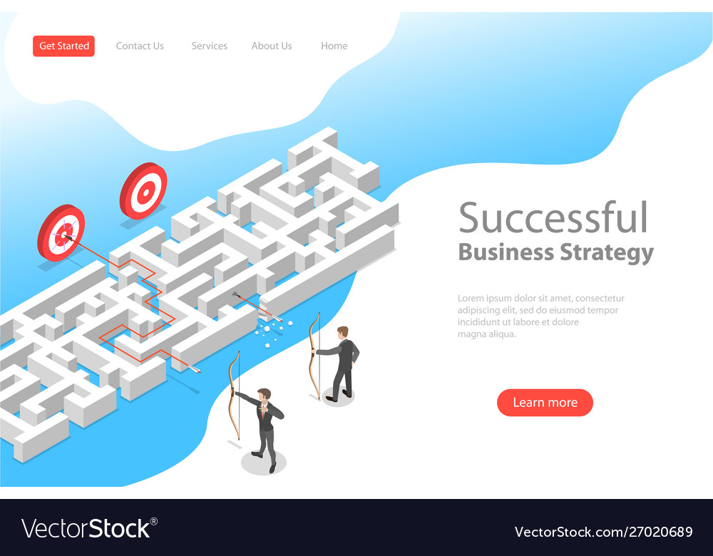 Isometric flat landing page template Royalty Free Vector