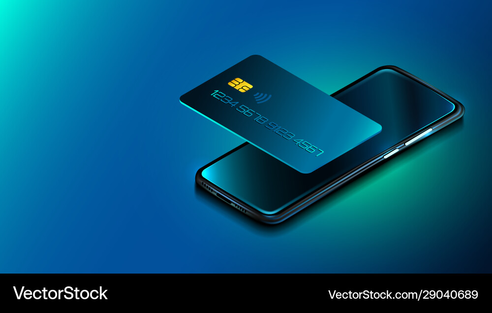 Mobile phone and credit card internet banking Vector Image