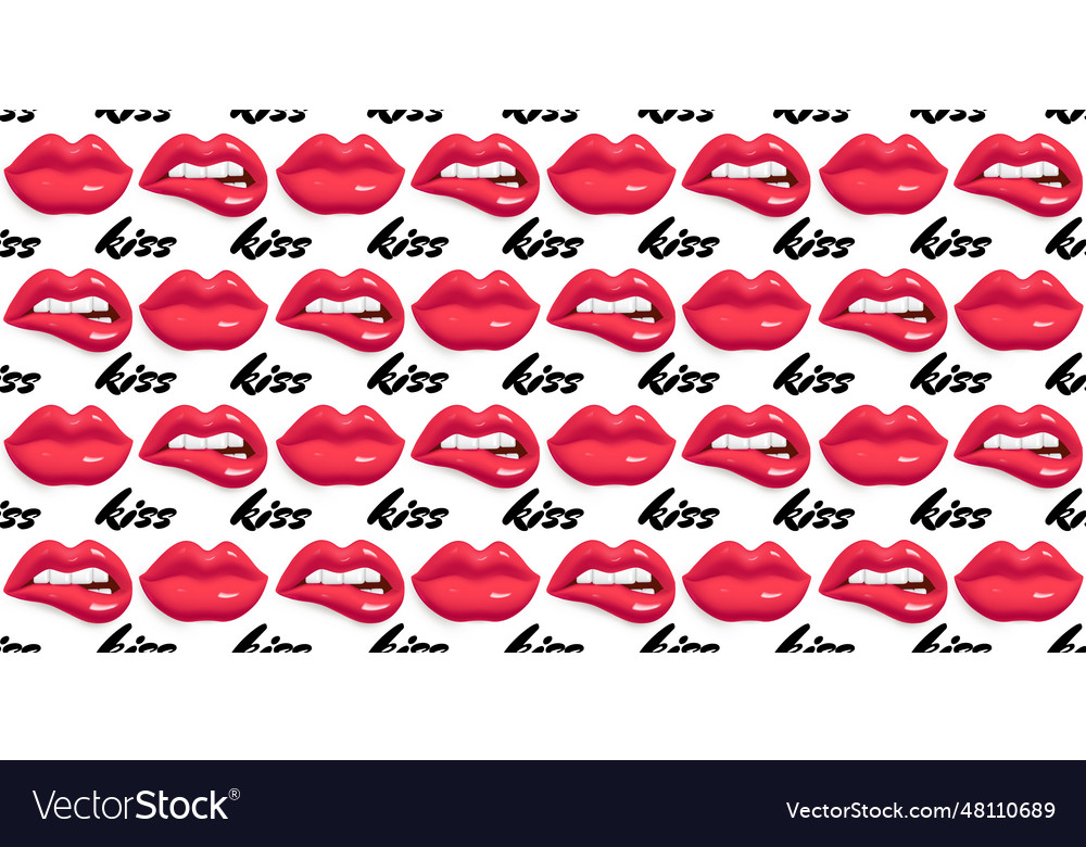 Seamless pattern with lips 3d lips pattern Vector Image