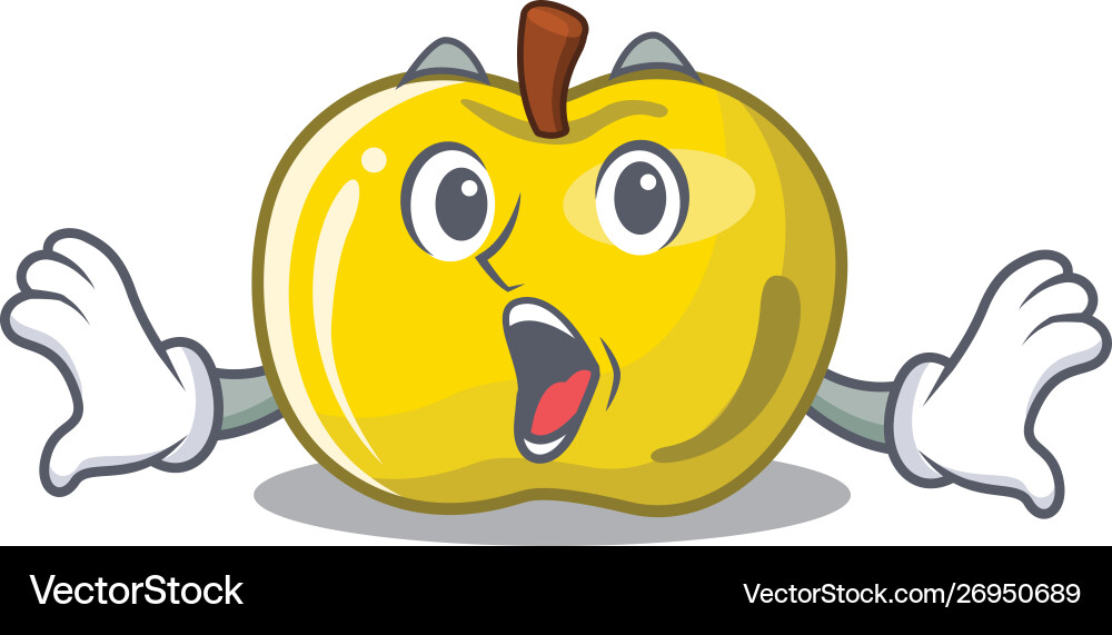 Surprised yellow apple isolated with mascot Vector Image