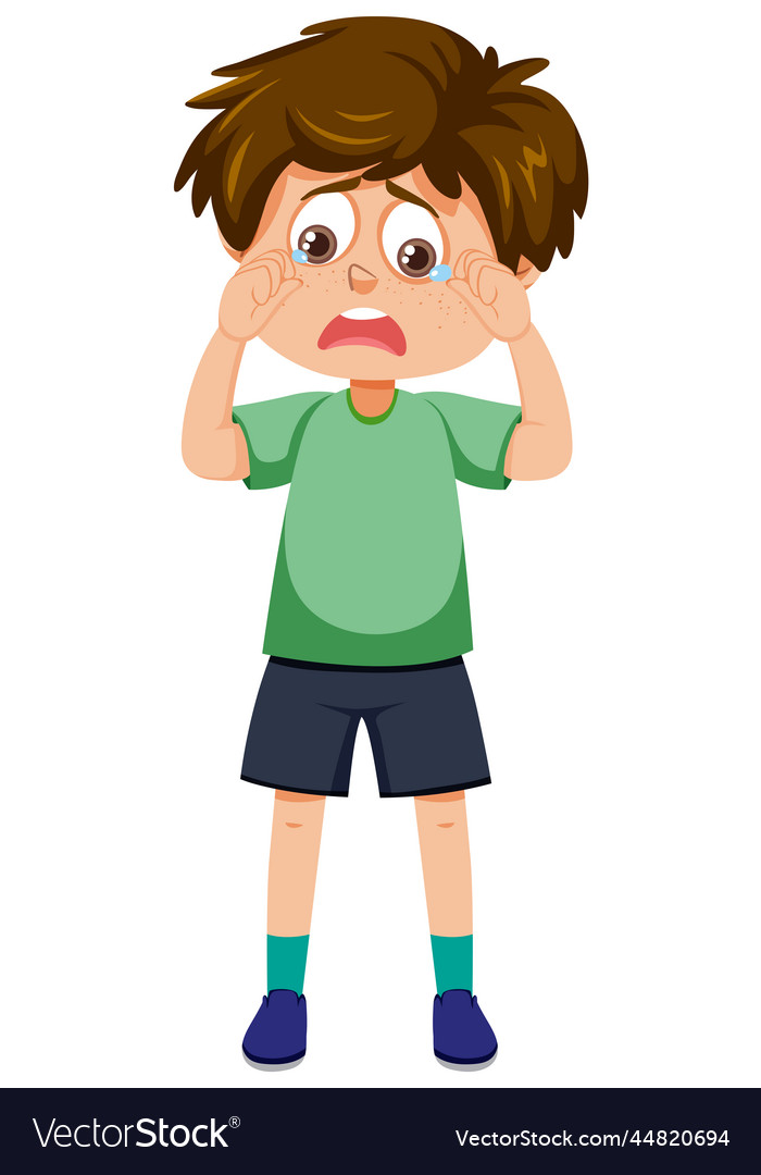 A boy with crying face expression Royalty Free Vector Image