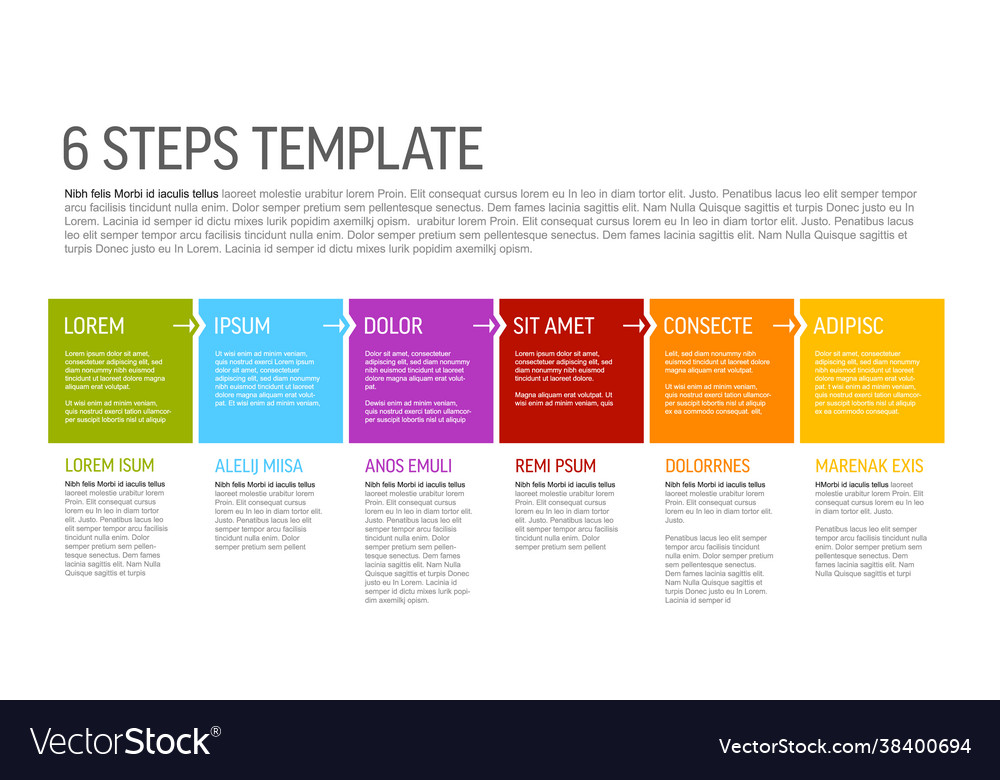 Flat progress six steps template Royalty Free Vector Image