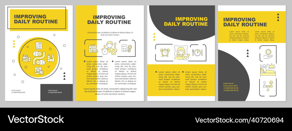 Improving daily routine yellow brochure template Vector Image
