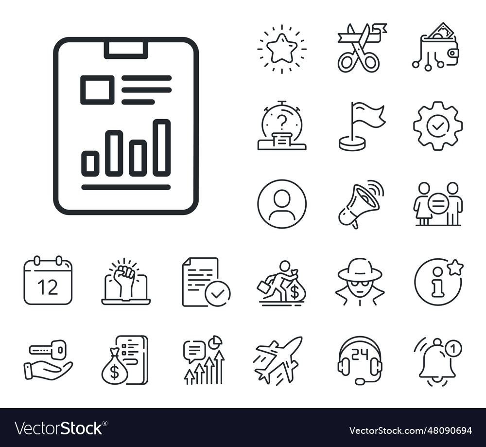 Report document line icon analysis chart Vector Image