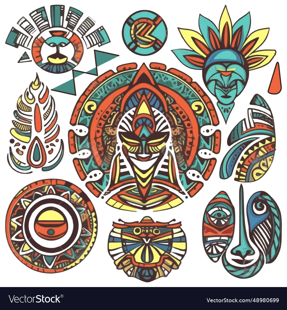 African elements native patterns background Vector Image