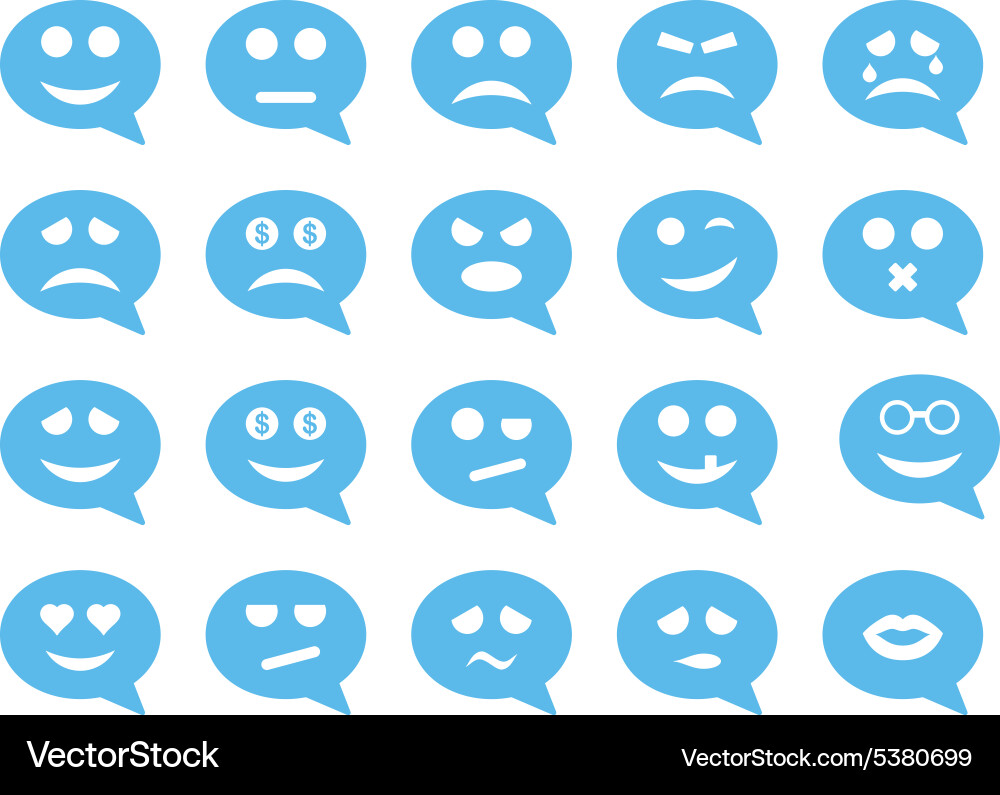 Chat emotion smile icons Royalty Free Vector Image