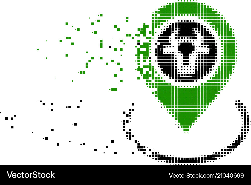 Cow location fragmented pixel icon Royalty Free Vector Image