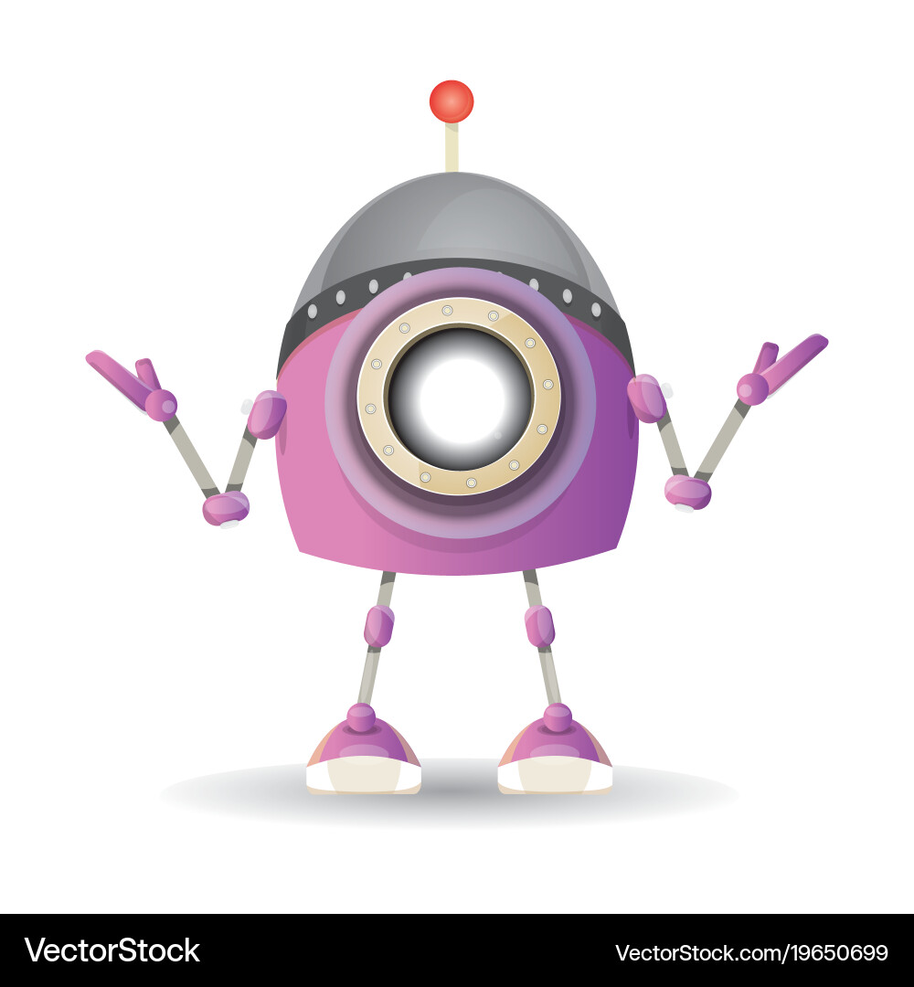 Funny cartoon purple friendly robot Royalty Free Vector