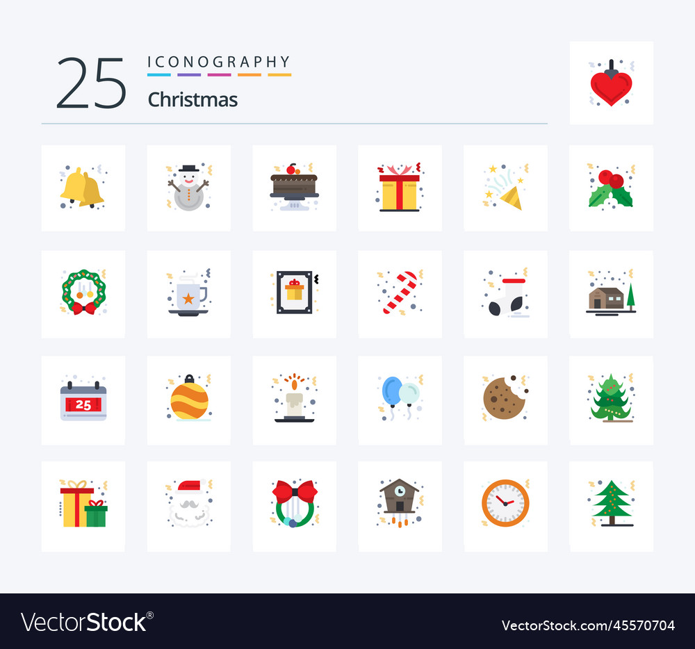 Christmas 25 flat color icon pack including star Vector Image