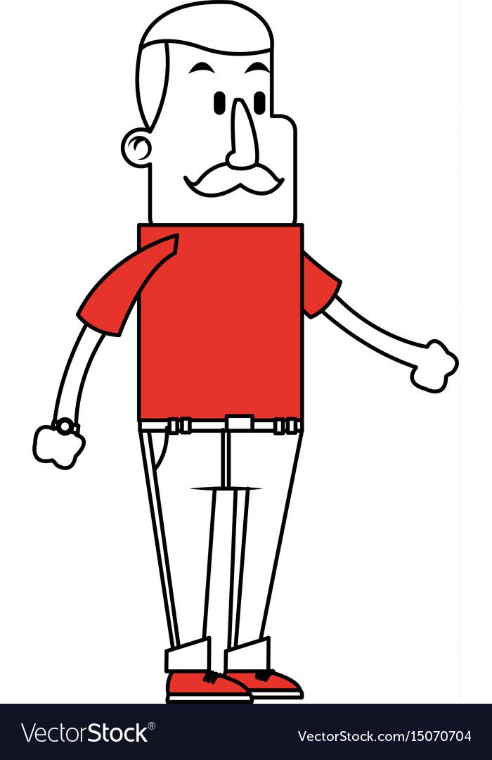 Flat line standing man with mustache icon design Vector Image Flat line standing man with mustache icon design Vector Image