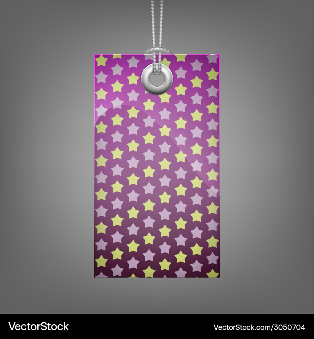 Purple price tag with star Royalty Free Vector Image