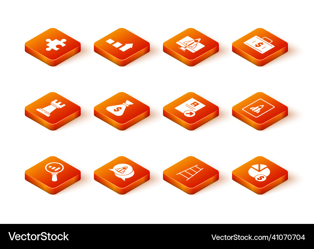 Set magnifying glass and analysis startup project Vector Image