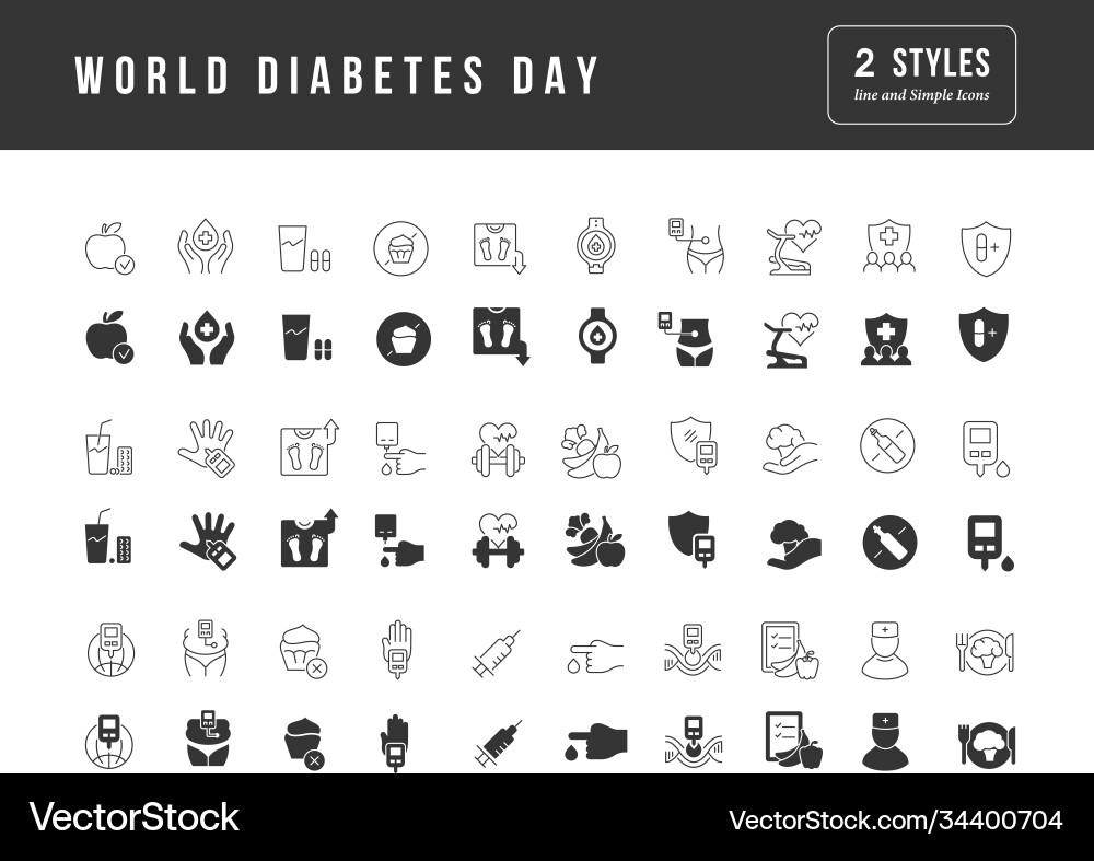 Simple icons world diabetes day Royalty Free Vector Image