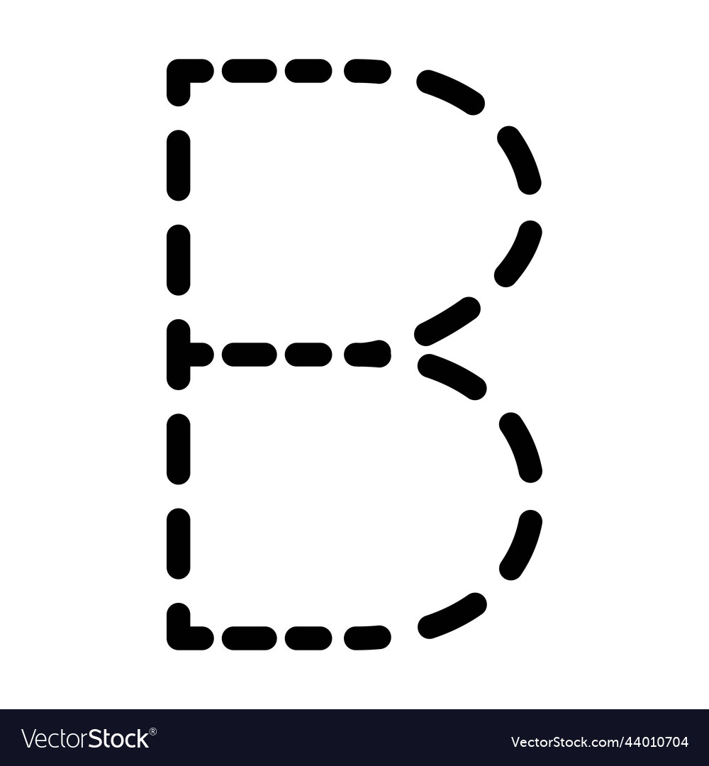 Tracing alphabet letter b prewriting dotted line Vector Image