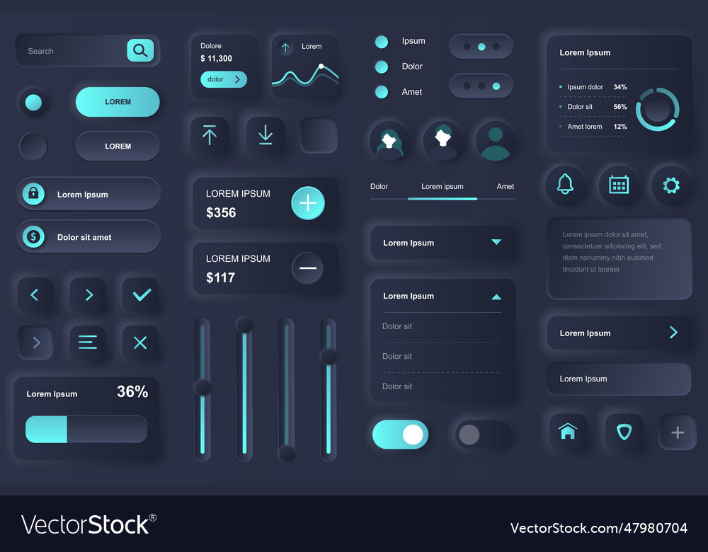 User interface elements for banking mobile app Vector Image