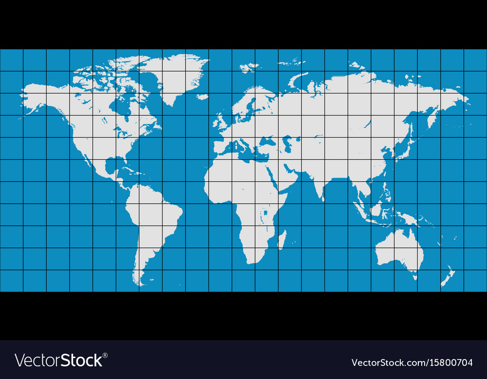 World Map With Grid Map Vector