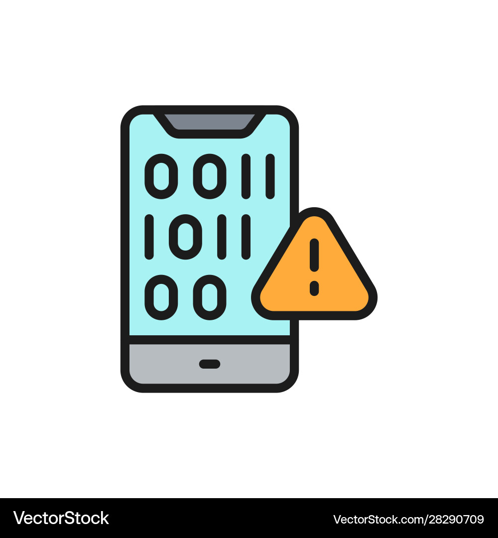 Mobile screen with binary code software Royalty Free Vector
