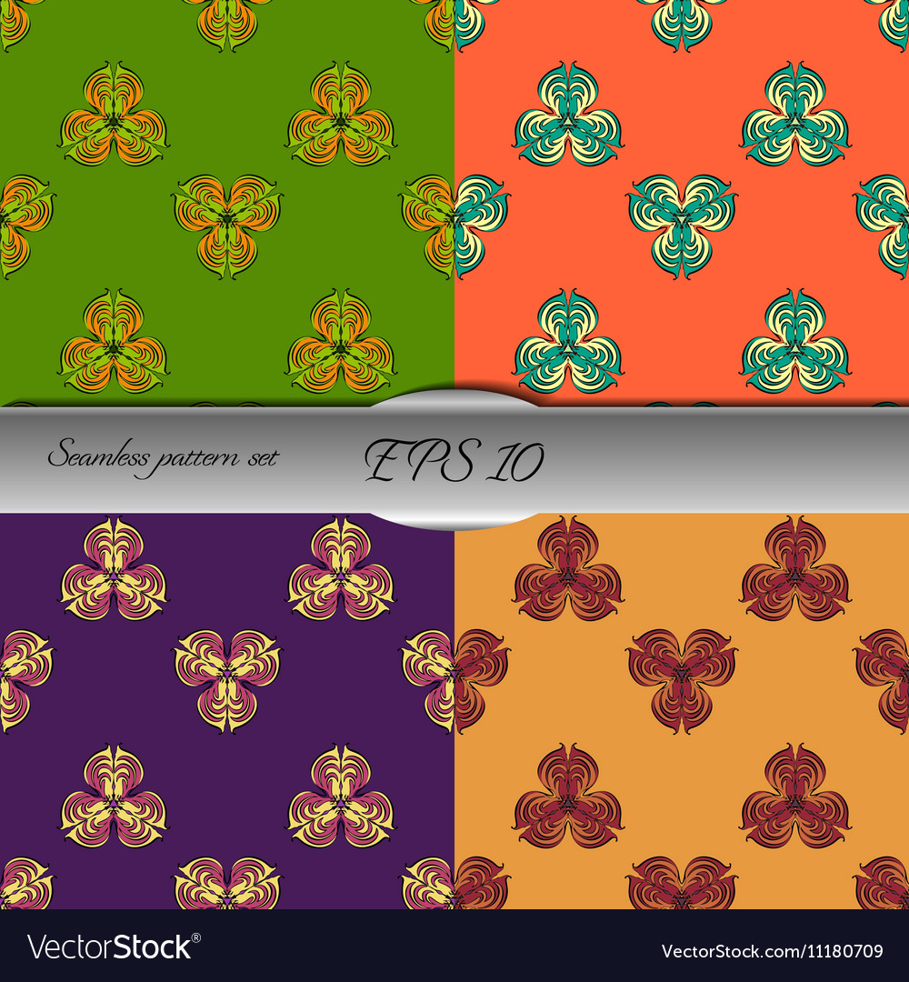 Set of elegant seamless patterns with floral Vector Image