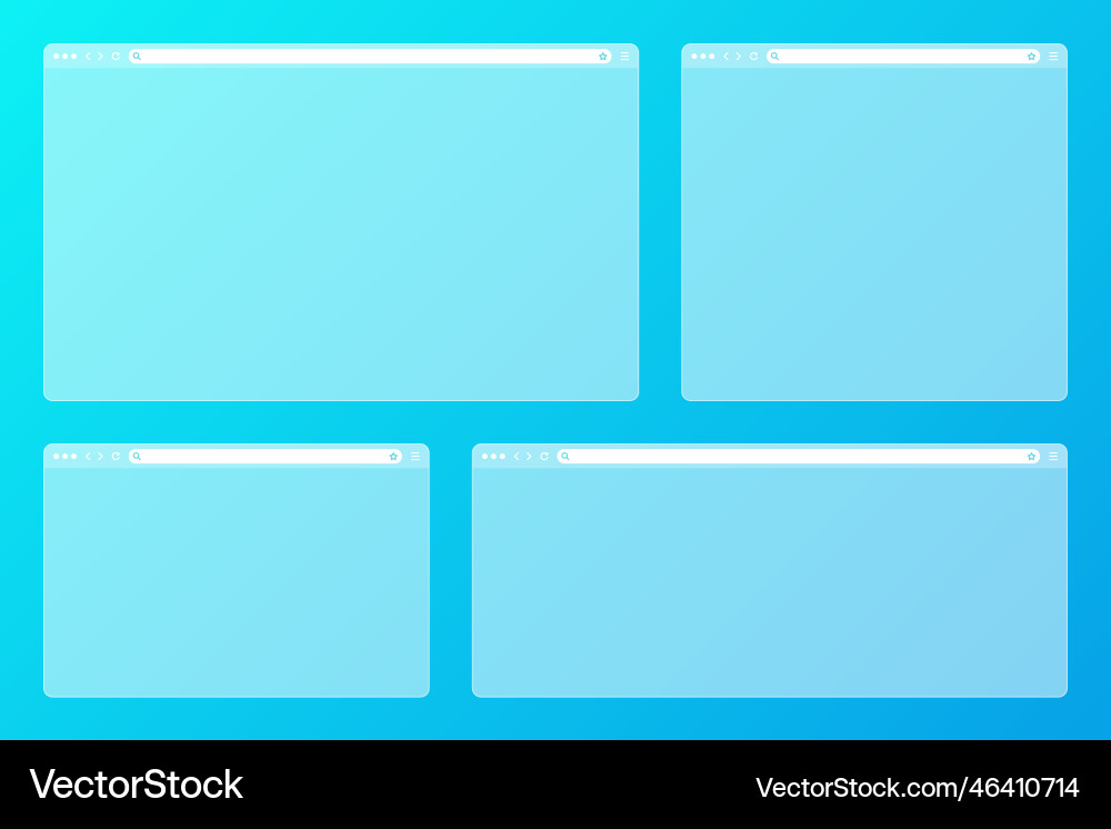 Blank transparent web browser window with toolbar Vector Image