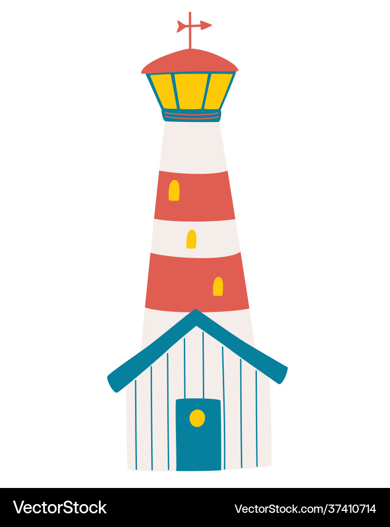 Cartoon lighthouse nautical lighthouse sea Vector Image