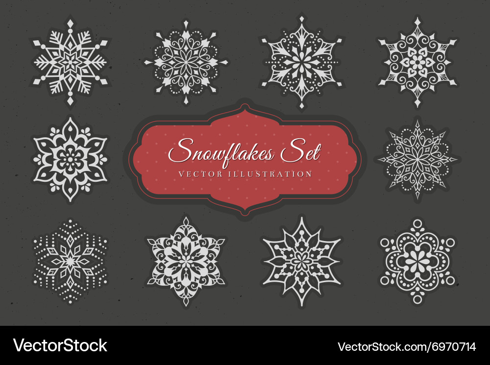 Collection of abstract snowflakes Royalty Free Vector Image