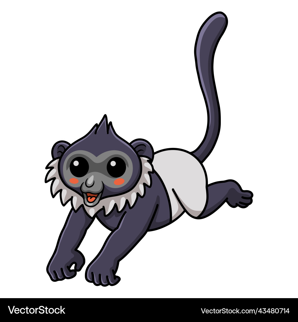 Cute delacours langur cartoon jumping Royalty Free Vector
