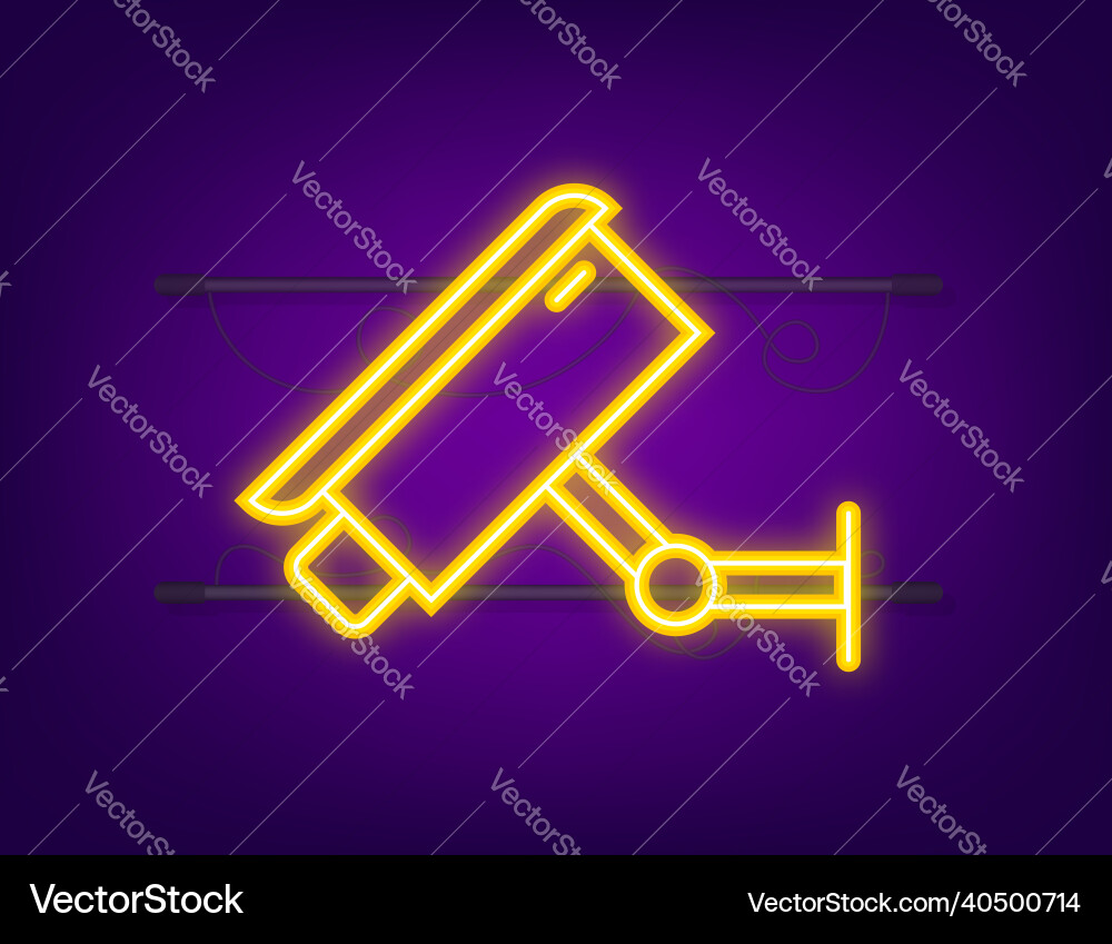 Icon with cctv on white background neon Royalty Free Vector