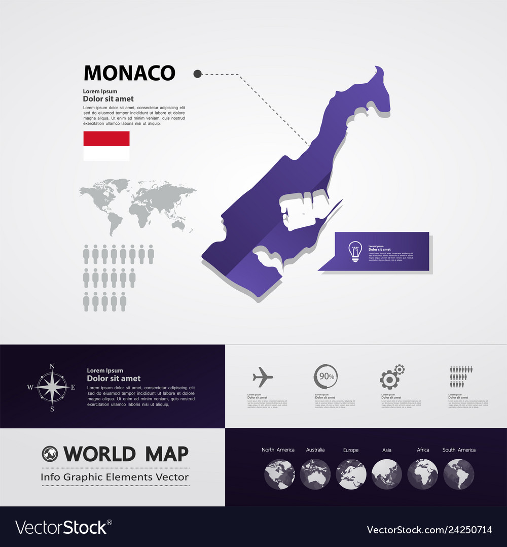 Monaco map Royalty Free Vector Image - VectorStock