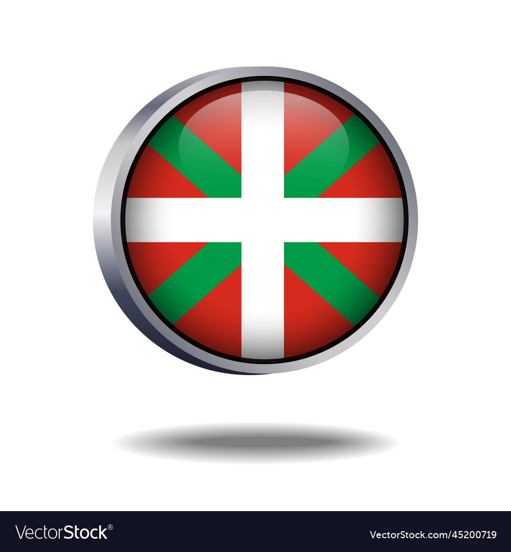 Basque lands flag button Royalty Free Vector Image