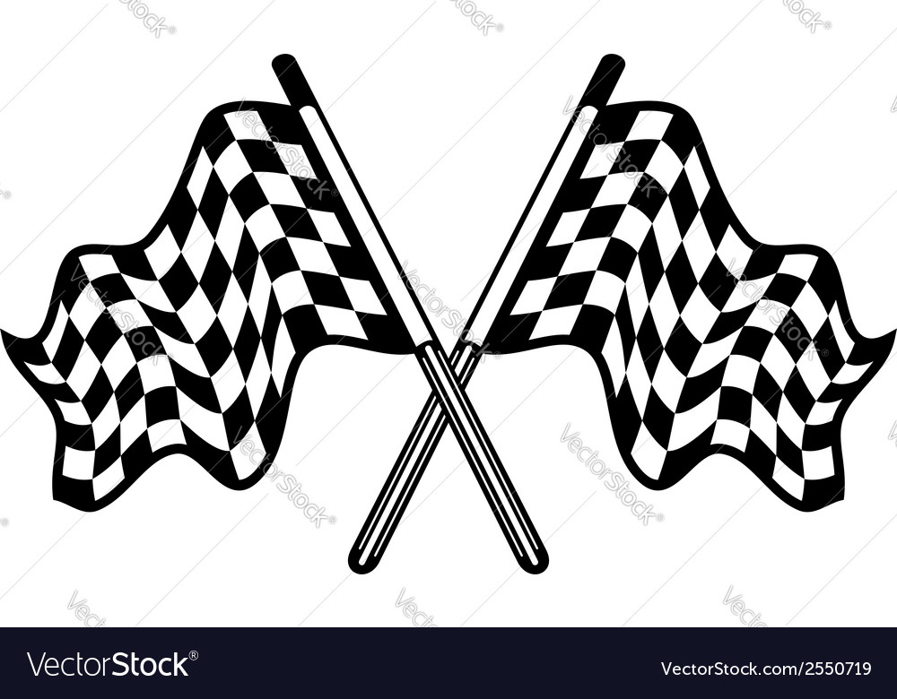 Crossed pair waving checkered flags Royalty Free Vector Crossed pair waving checkered flags Royalty Free Vector