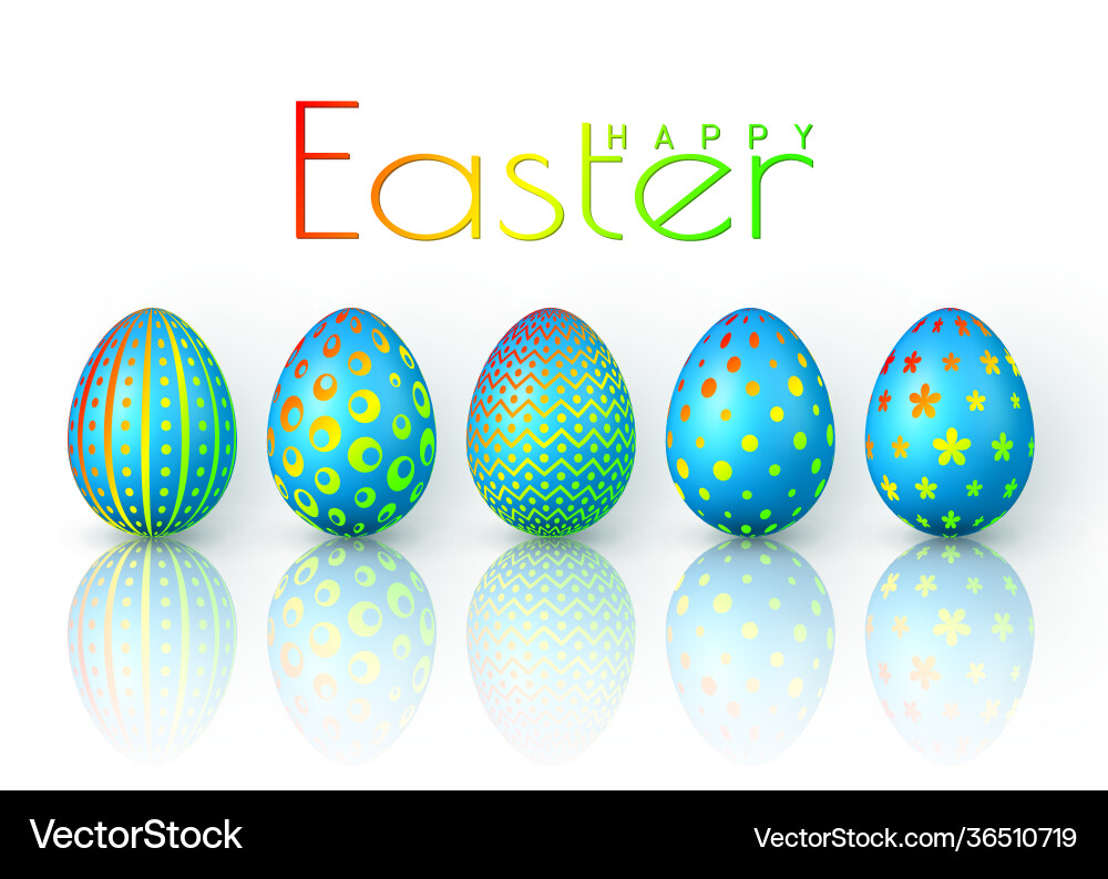 Happy easter color easter eggs on white background