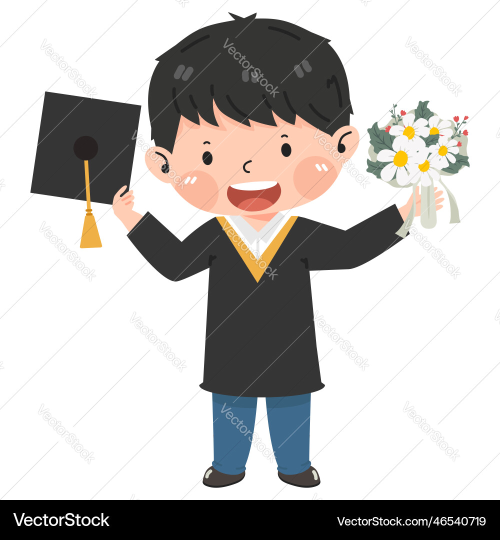 Little kid boy graduate from school Royalty Free Vector