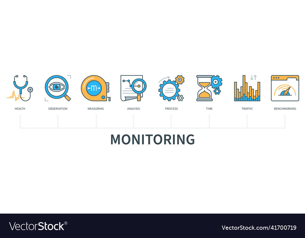 Monitoring concept with icons health Royalty Free Vector