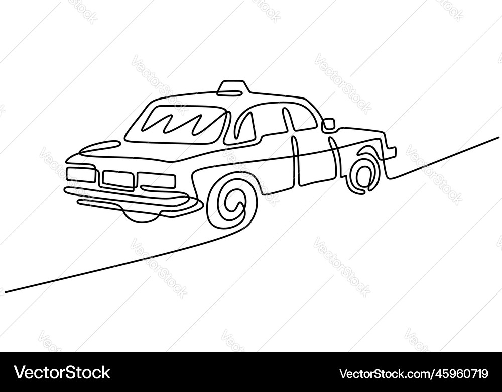 Retro car in continuous line art drawing style Vector Image