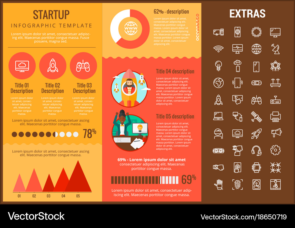 Startup infographic template elements and icons Vector Image