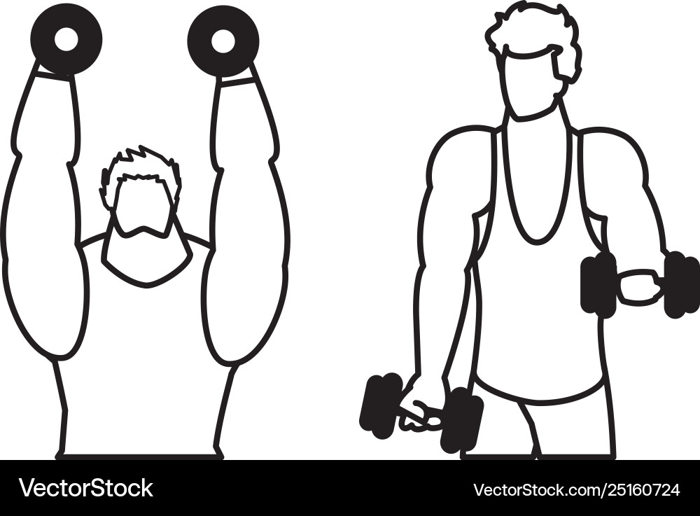 Athletic men weight lifting characters Royalty Free Vector