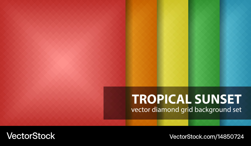 Diamond pattern set tropical sunset seamless Vector Image