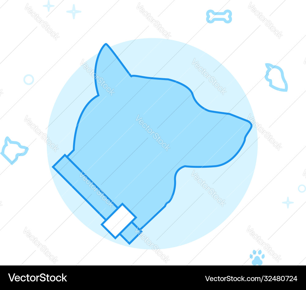 Dog head profile flat icon light blue monochrome Vector Image