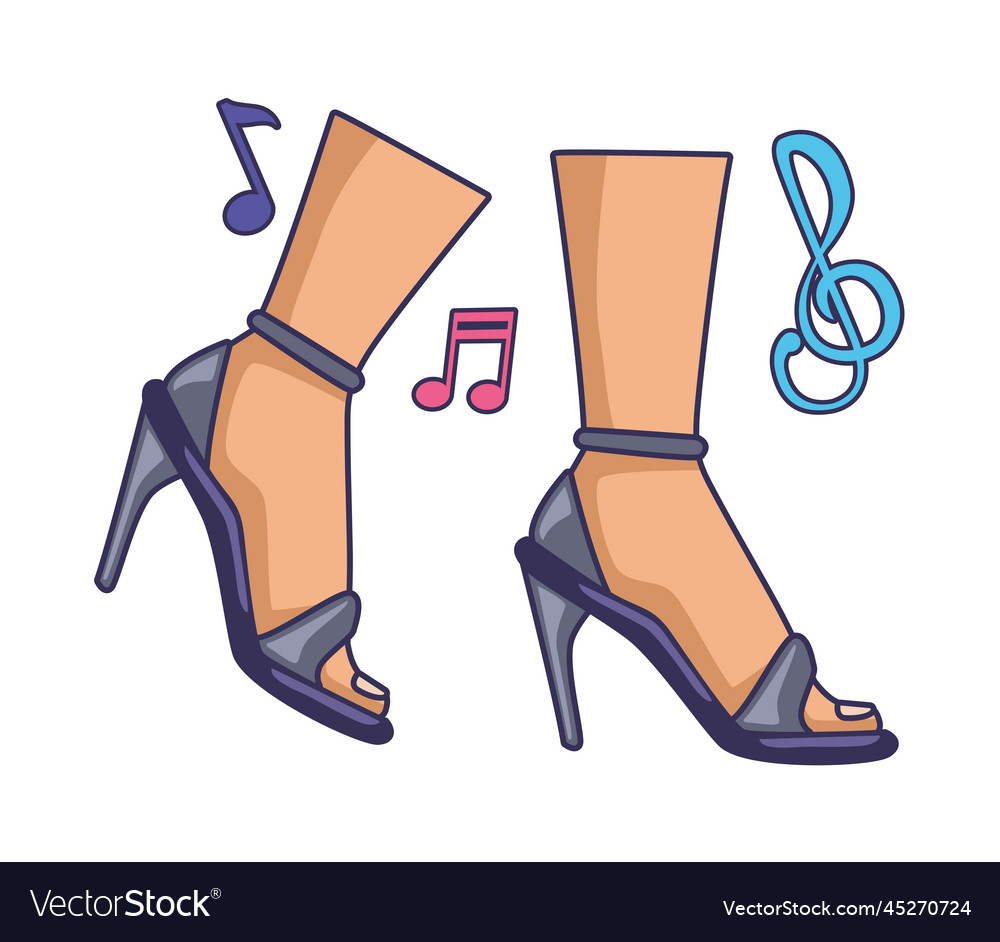 Feet Of Woman Dancing With Heels Royalty Free Vector Image