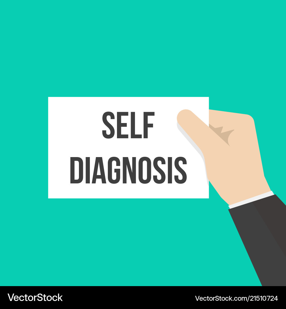 Man showing paper self diagnosis text Royalty Free Vector